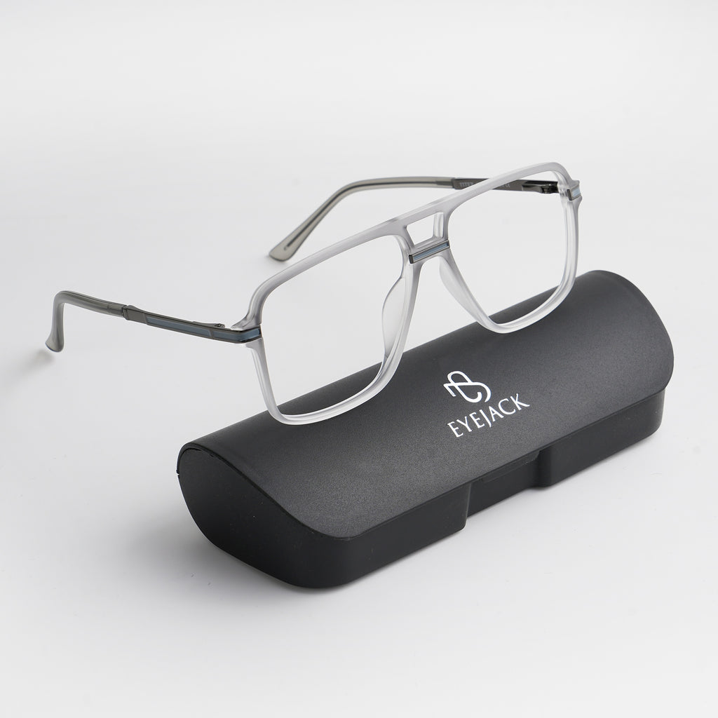 EyeJack Titex Matt Grey Wayfarer Eyeglasses for Men & Women (18908CL31 – Eyejack Eyewear