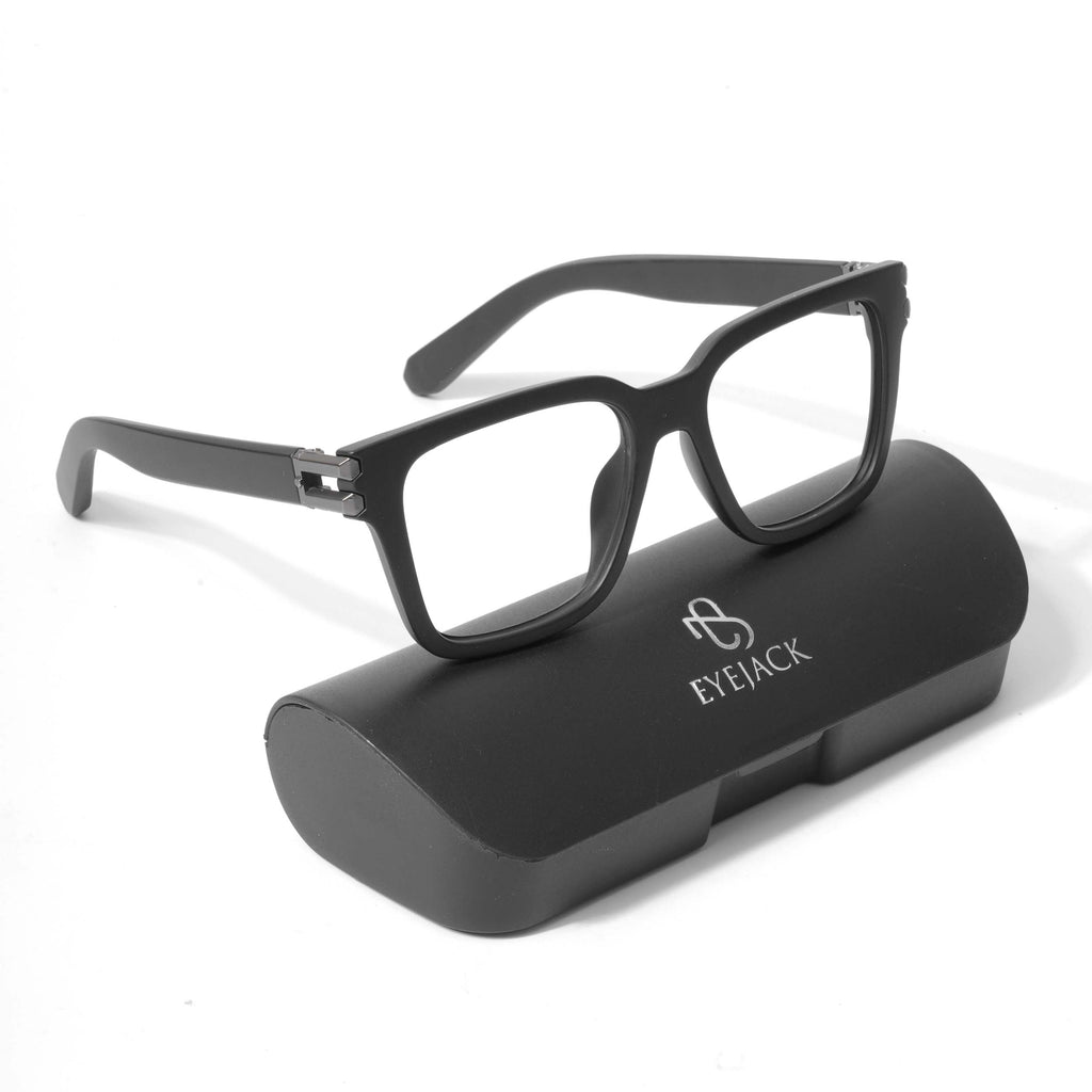 EyeJack Astra Matt Black Square Eyeglasses for Men & Women (82102CL584 – Eyejack Eyewear