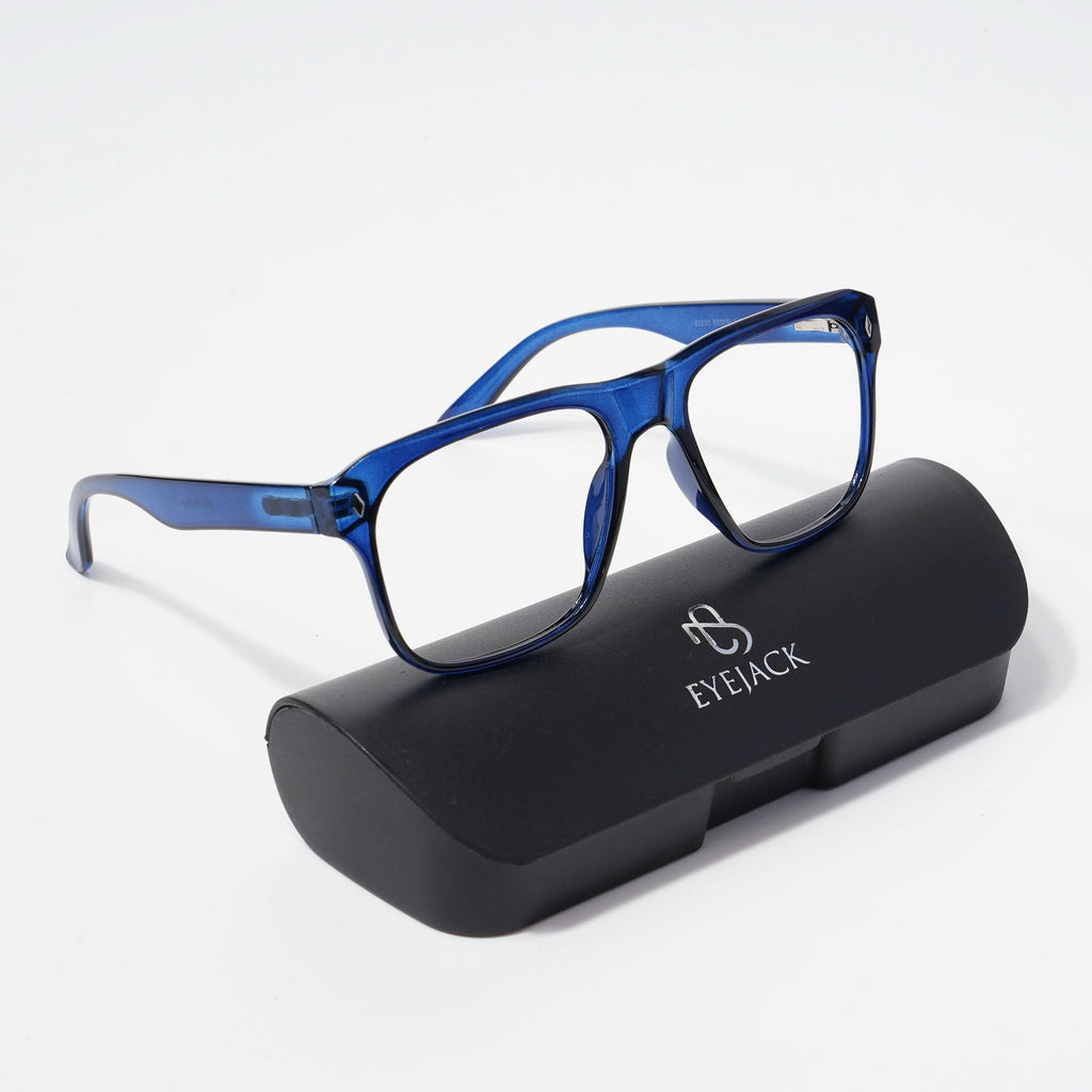 EyeJack Bell Bottom Shine Blue Square Eyeglasses for Men & Women (6220 ...